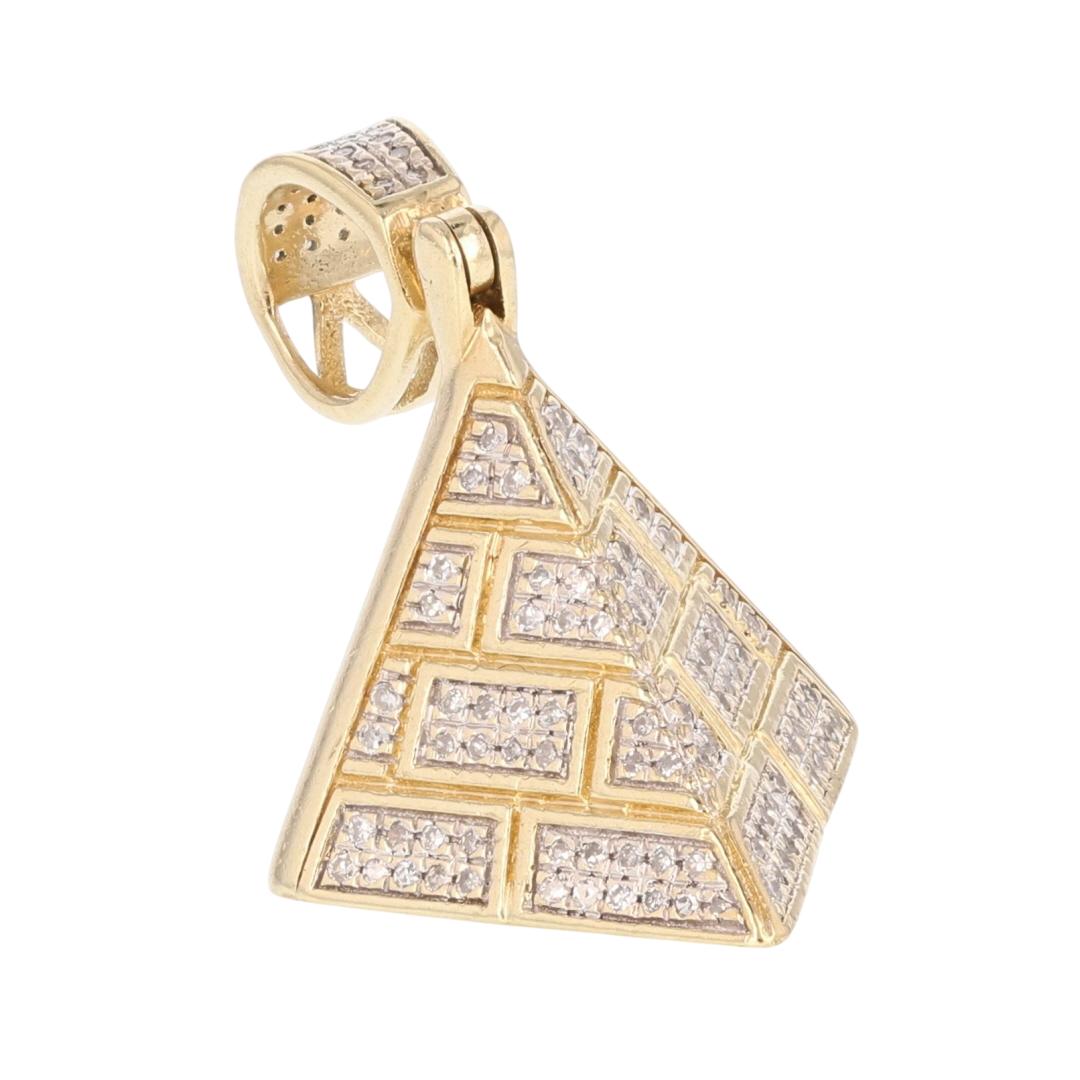 .05ctw Diamond Pavé 3D Pyramid Shaped Pendant without Chain 10k Yellow Gold