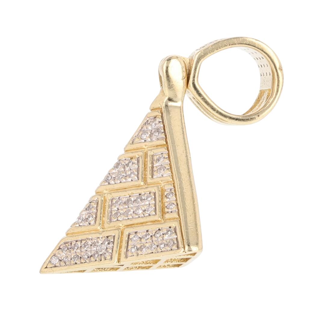 .05ctw Diamond Pavé 3D Pyramid Shaped Pendant without Chain 10k Yellow Gold