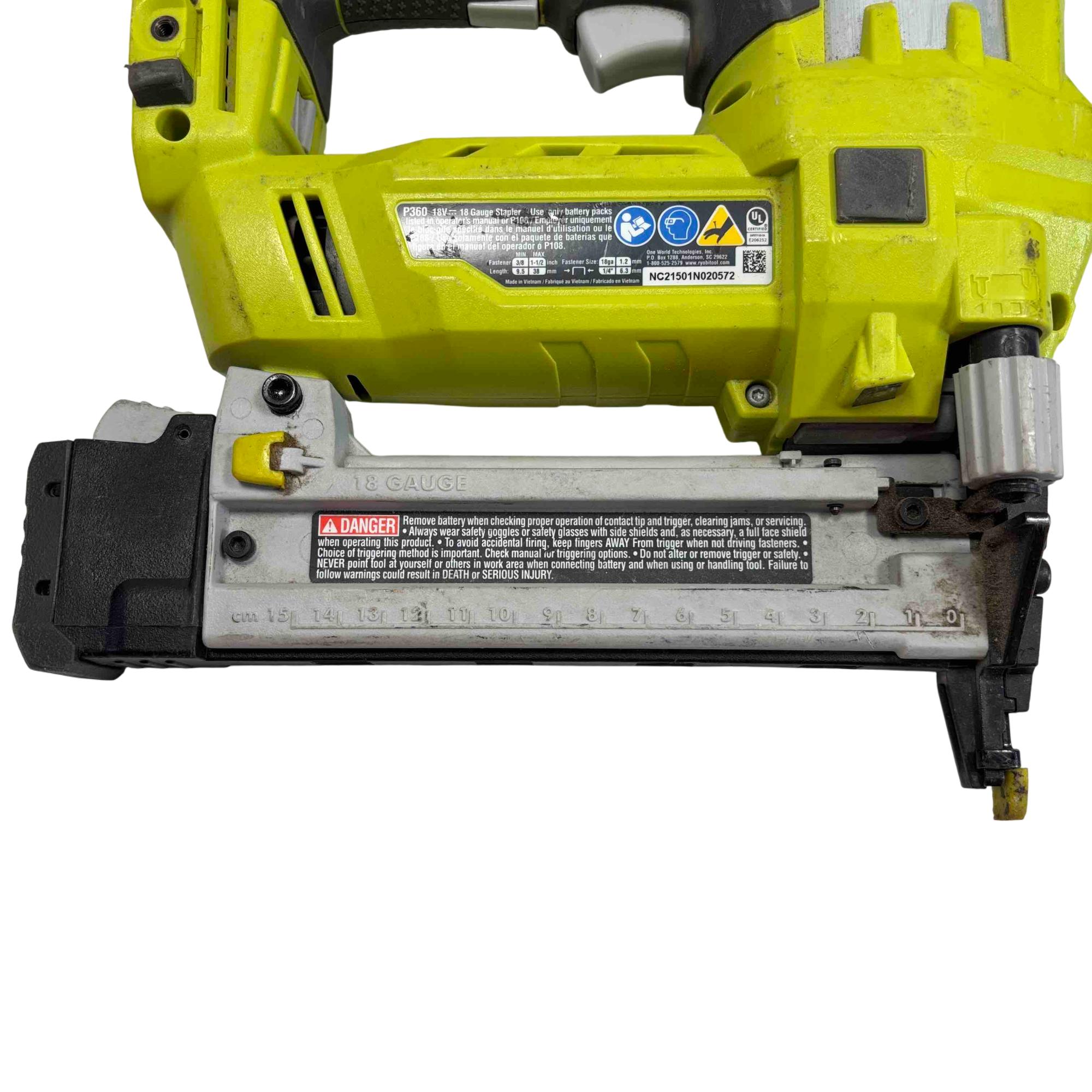 Ryobi P360 ONE+ 18V Cordless AirStrike 18-Gauge Narrow Crown Stapler
