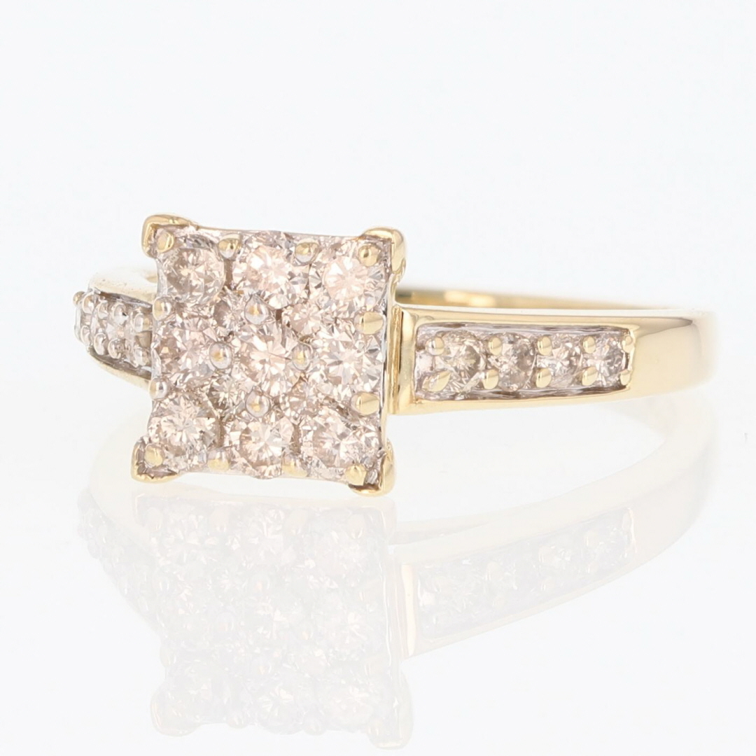 .78ctw Round Diamond Square Shape Cluster Engagement Ring 10k Yellow ...