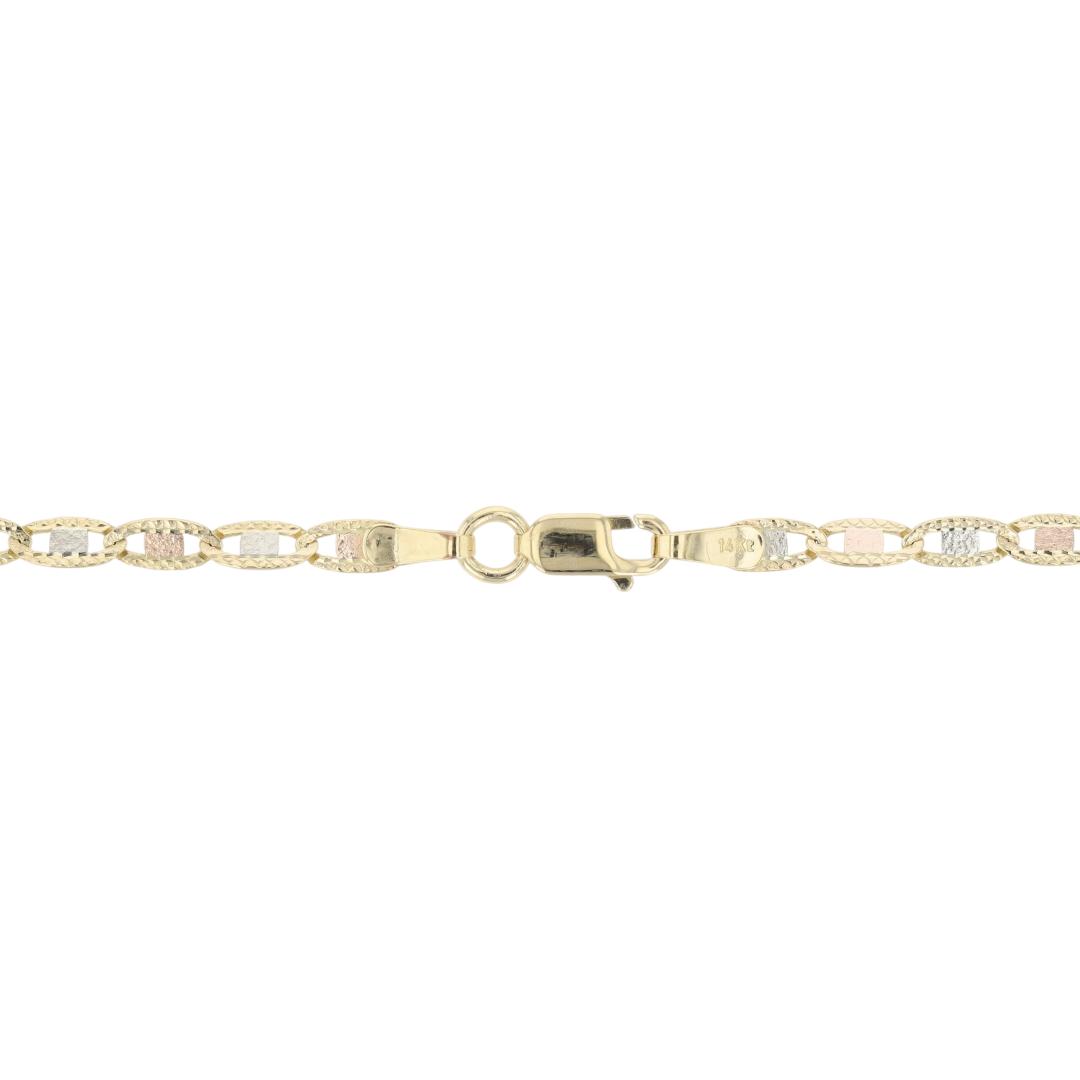 2.7mm Anchor & Bismarck Link Chain 22.5" Necklace 14k Multi-Tone Gold 5 ...