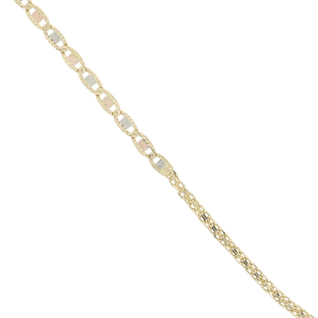 2.7mm Anchor & Bismarck Link Chain 22.5" Necklace 14k Multi-Tone Gold 5 ...