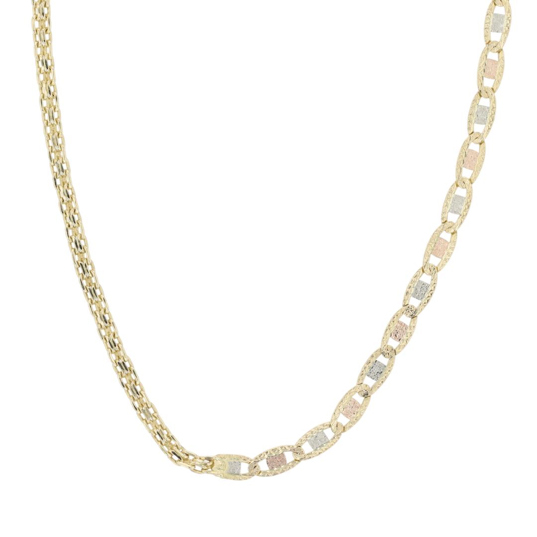2.7mm Anchor & Bismarck Link Chain 22.5" Necklace 14k Multi-Tone Gold 5 ...
