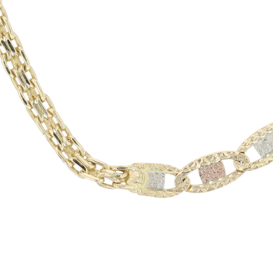 2.7mm Anchor & Bismarck Link Chain 22.5" Necklace 14k Multi-Tone Gold 5 ...
