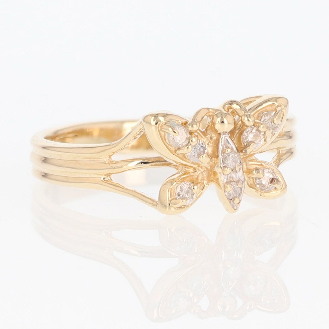 .14ctw Round Cut Diamond Cluster Butterfly Prong-Set Ring 10k Yellow ...