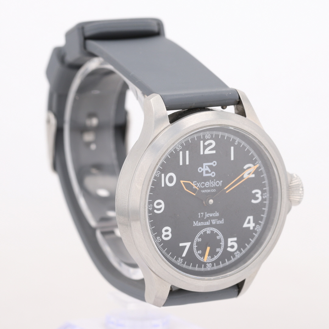 Excelsior Watch Co. 42mm Black Dial Wind Up Silicone Strap Men's Wristwatch