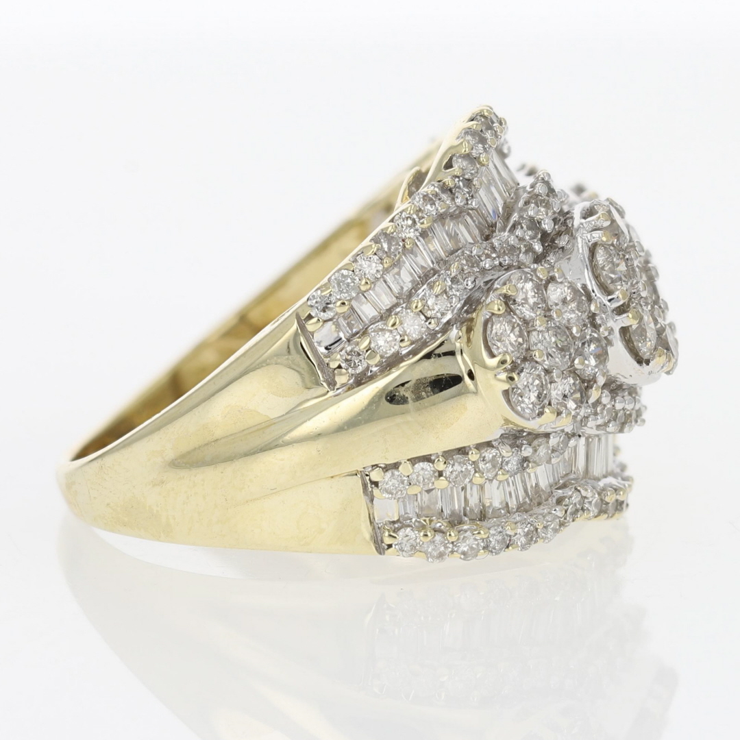 2.97ctw Round Diamond Cluster Three-Stone Statement Ring 10k Yellow ...