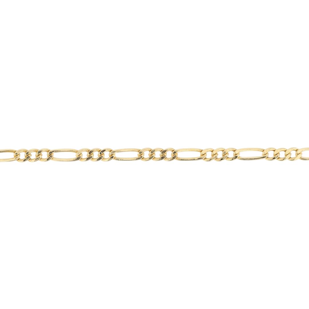 3.1mm Figaro Link Chain 10" Anklet 18k Yellow Gold Italy 2.60 Grams