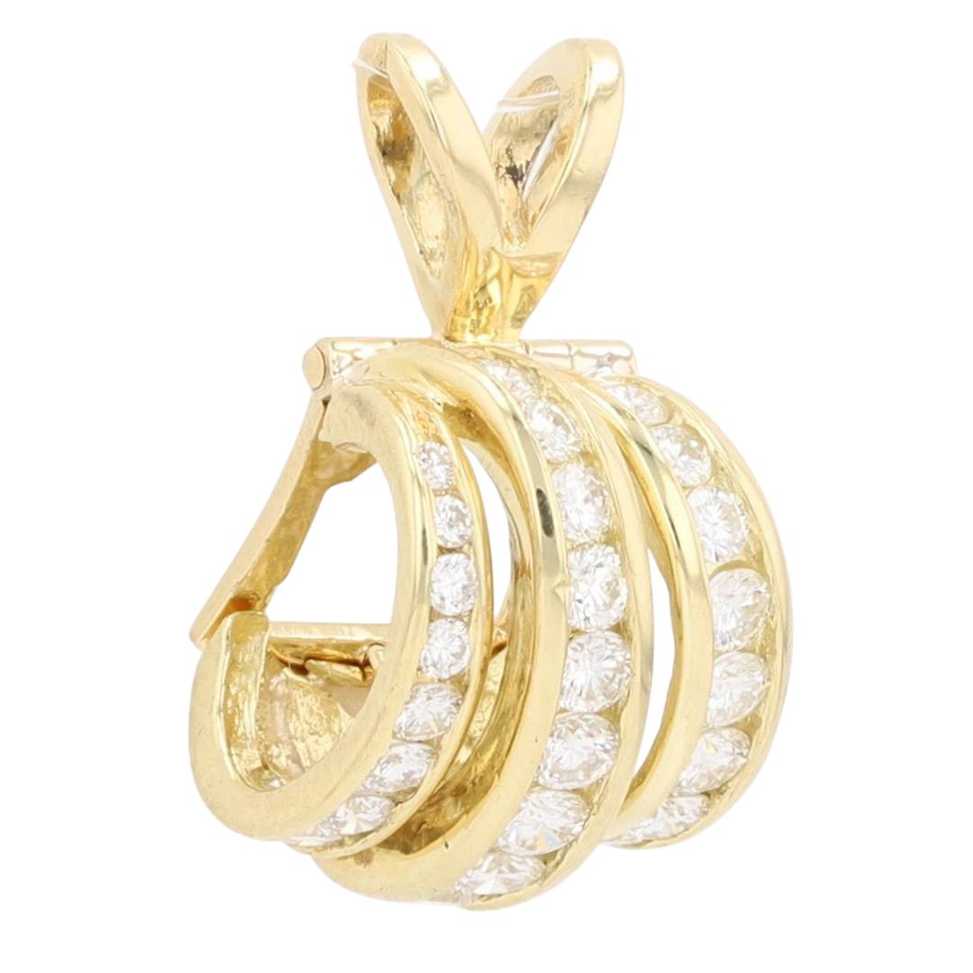 .79ctw Round Cut Diamond Channel-Set Pendant no Chain 18k Yellow Gold 4 ...