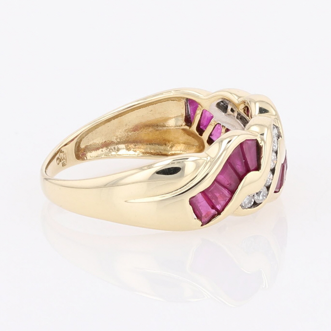 .80ctw Baguette Ruby and Diamond Channel-Set Band Ring 10k Yellow Gold ...