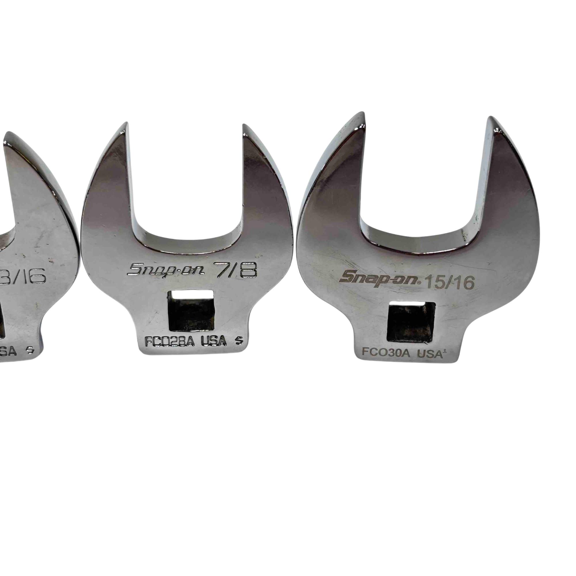 Snap-on 9-Piece SAE 3/8" Drive 3/8-15/16 Open End Crowfoot Wrench Set