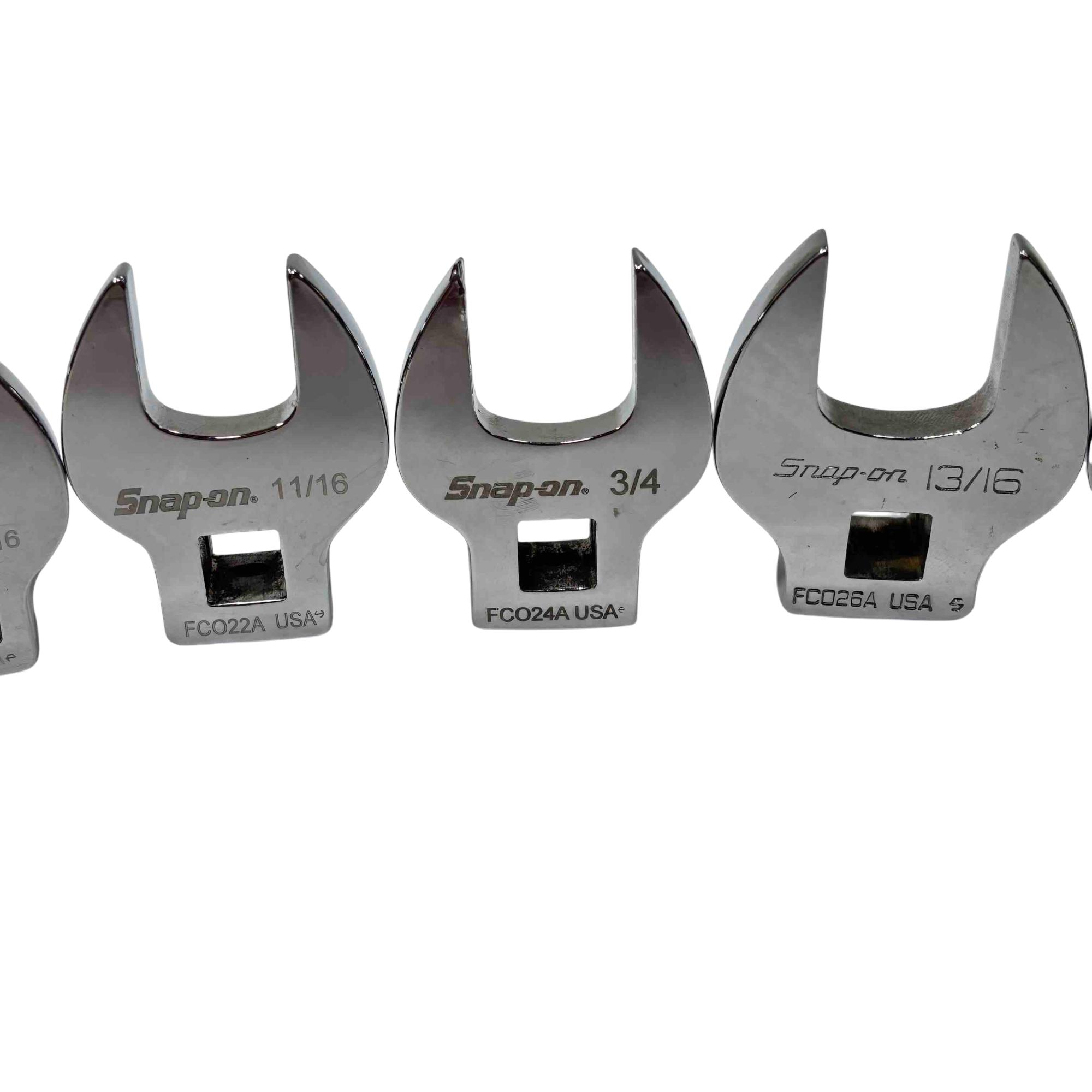 Snap-on 9-Piece SAE 3/8" Drive 3/8-15/16 Open End Crowfoot Wrench Set