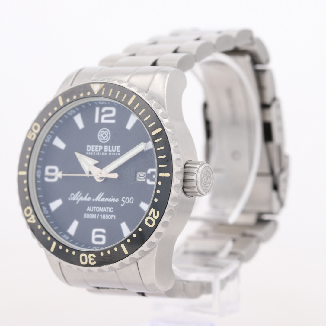 Deep Blue Alpha Marine Black Dial Automatic Stainless Steel Men's ...