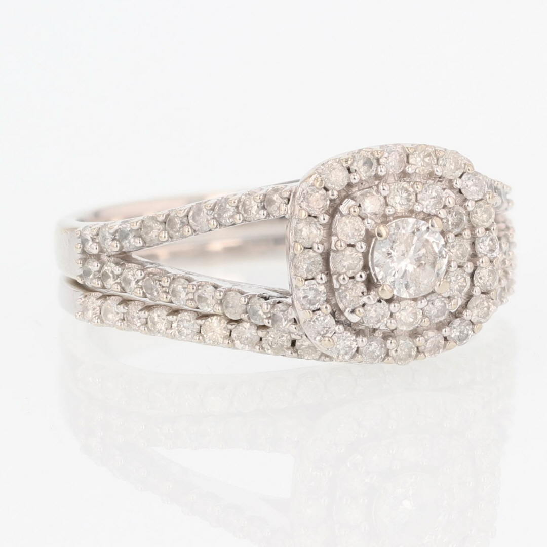 .84ctw Round Diamond Two Halo Split Shank Wedding Set 10k White Gold ...