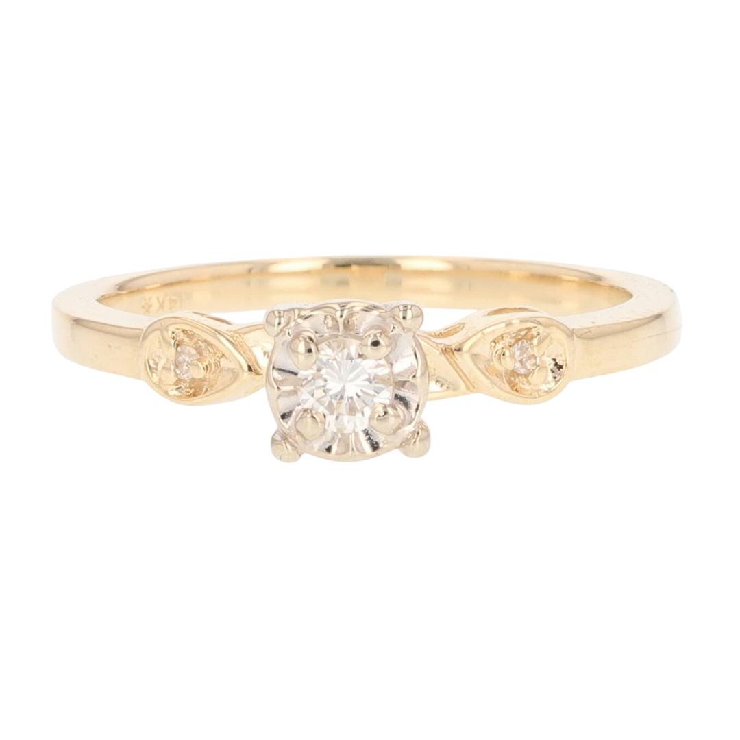 .11ctw Round Diamond w/ Accents Engagement Ring 14k Multi-Tone Gold ...