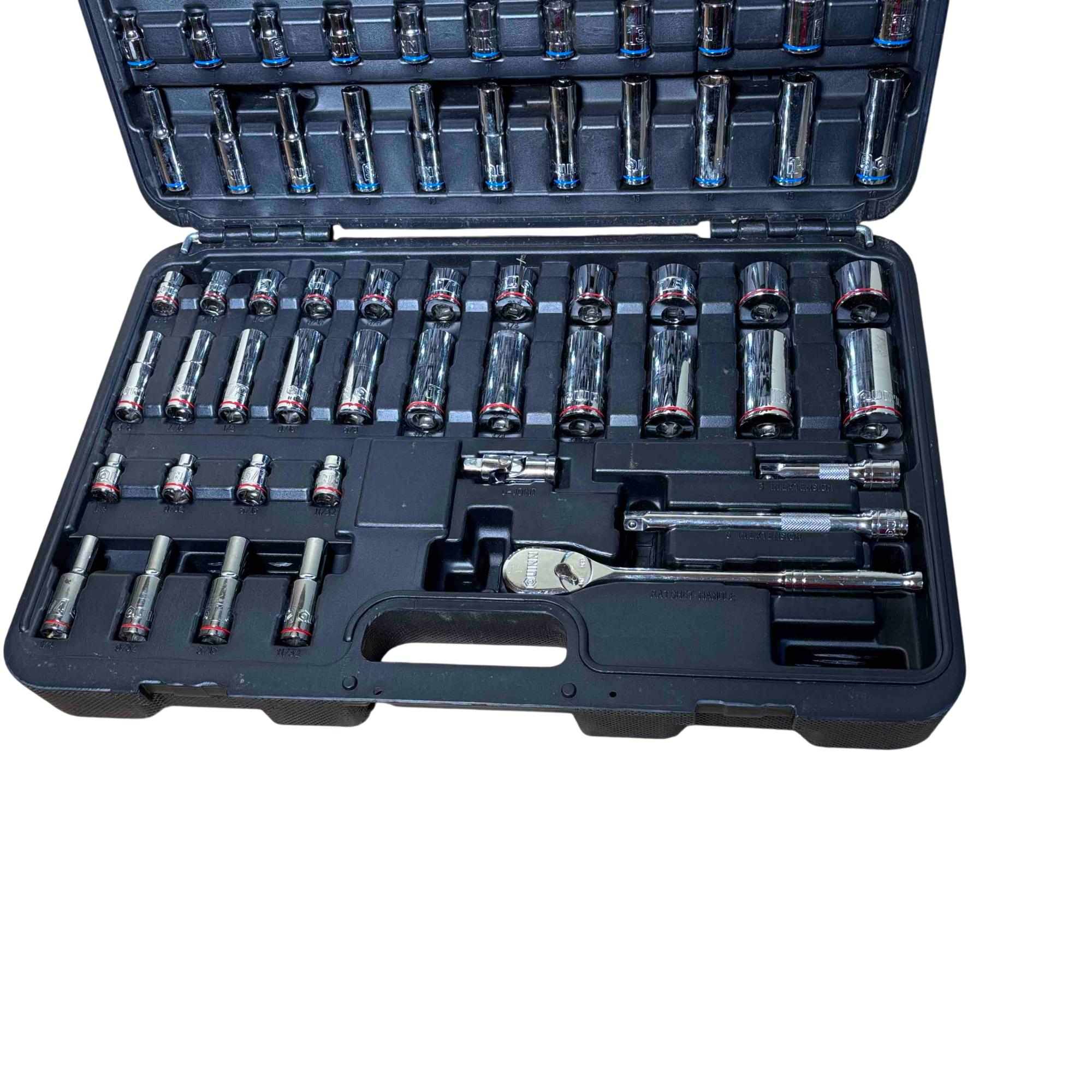 QUINN 58754 48-Piece Chrome 3/8" Drive SAE & Metric Master Impact Socket Set