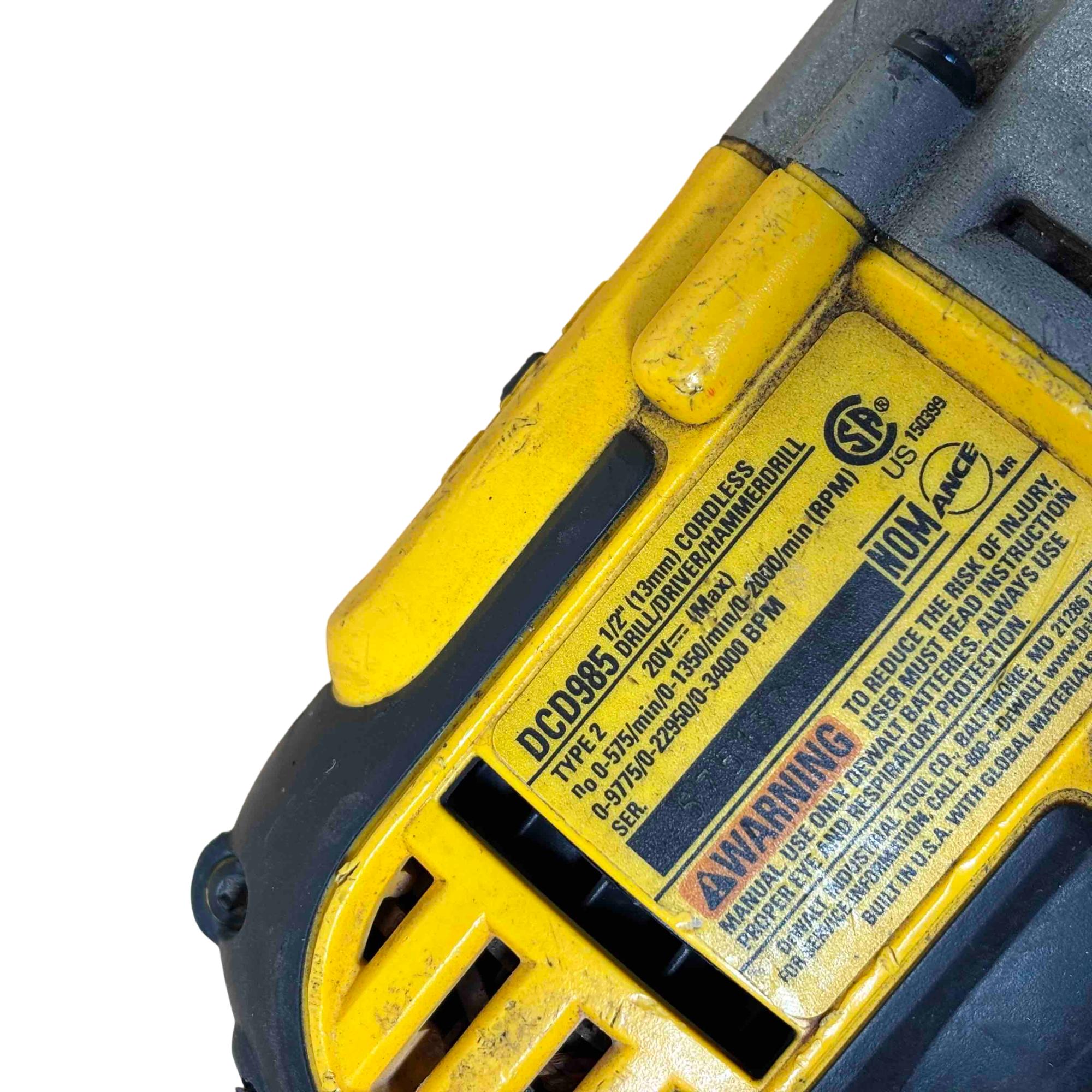 DeWalt DCD985 20V MAX Cordless Premium 3-Speed 1/2" Hammer Drill