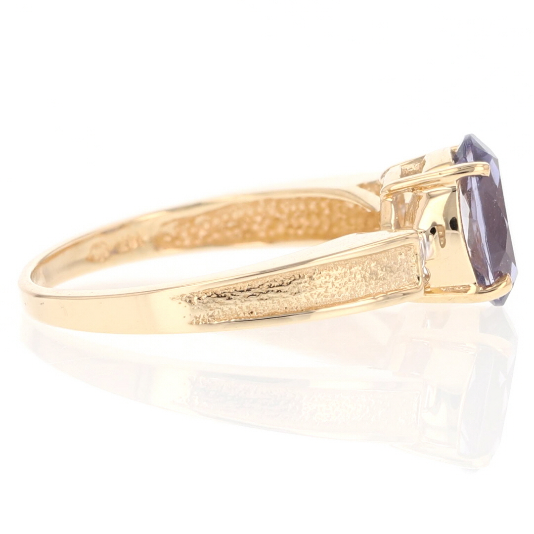 1.42ctw Oval Cut Iolite Solitaire w/ Diamond Accents Ring 14k Yellow ...