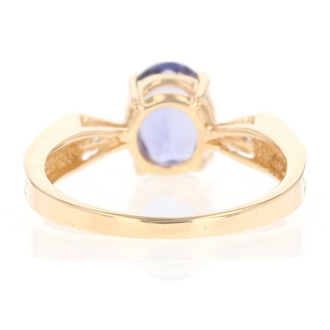 1.42ctw Oval Cut Iolite Solitaire w/ Diamond Accents Ring 14k Yellow ...