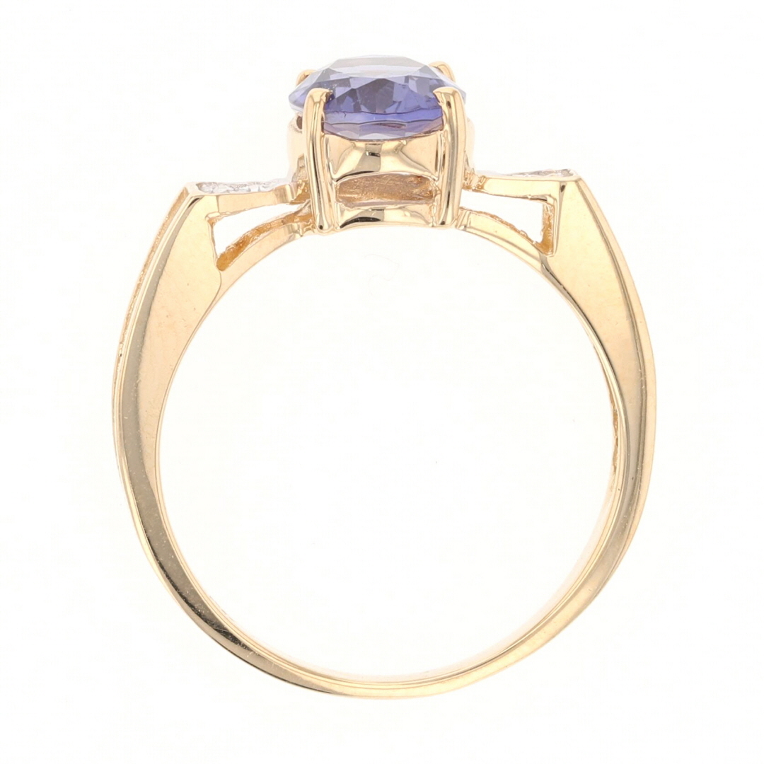 1.42ctw Oval Cut Iolite Solitaire w/ Diamond Accents Ring 14k Yellow ...