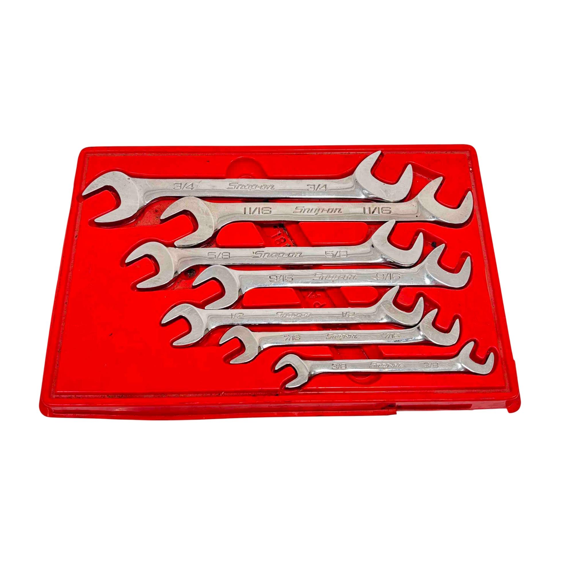 Snap-on 7pc SAE Four-Way Angle Head Open-End Wrench Set VS807B