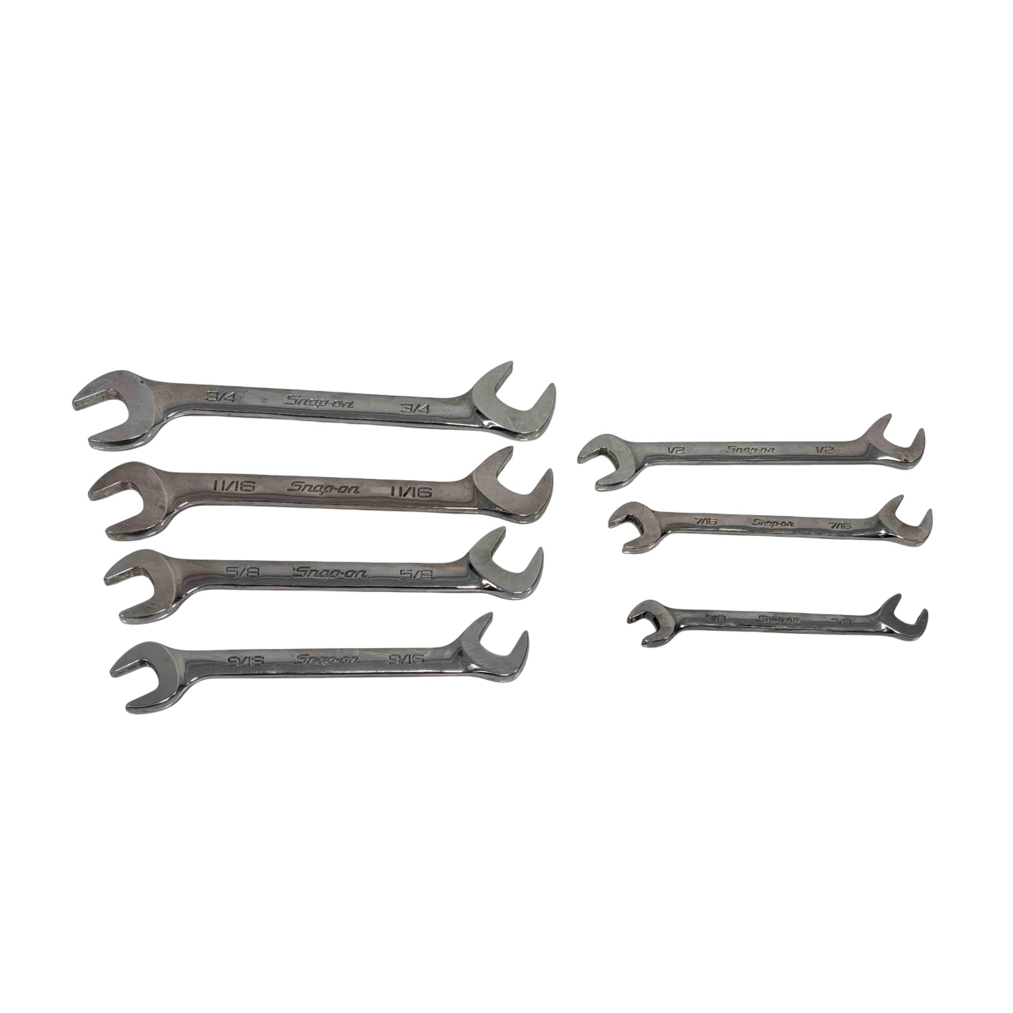 Snap-on 7pc SAE Four-Way Angle Head Open-End Wrench Set VS807B