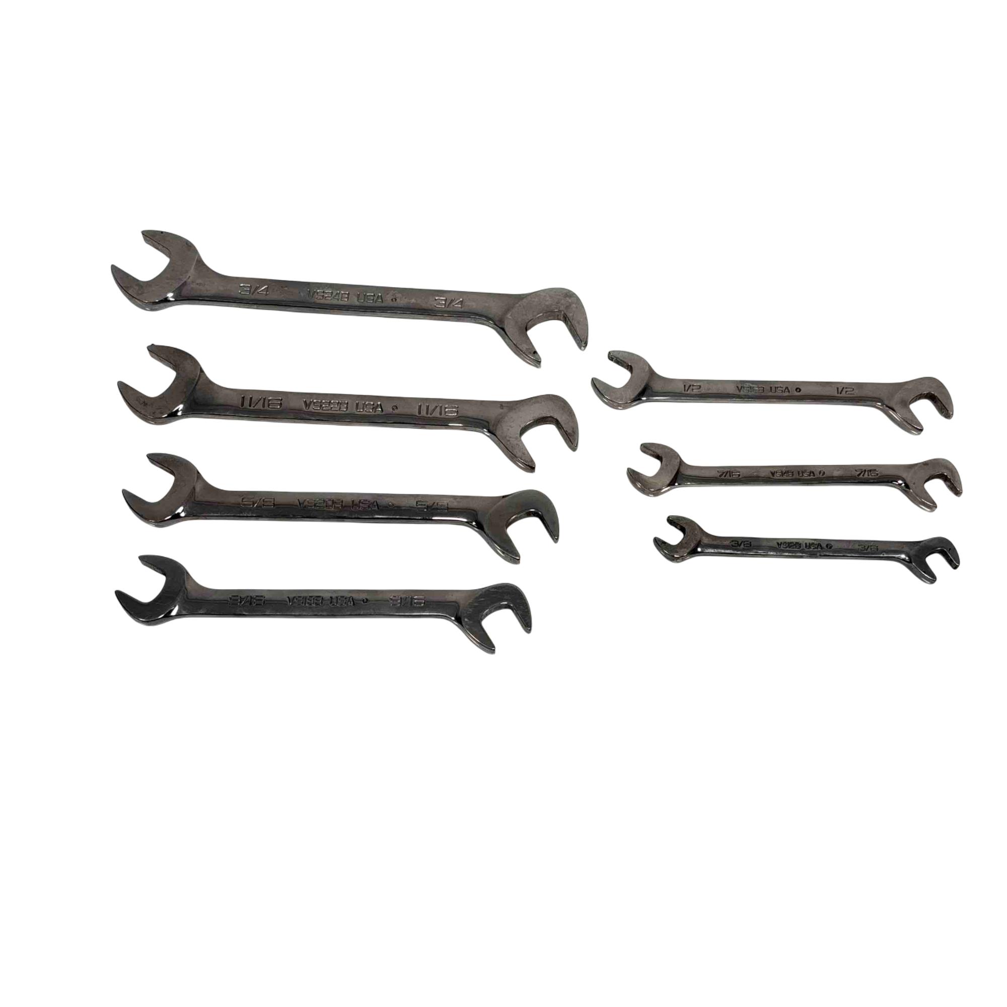 Snap-on 7pc SAE Four-Way Angle Head Open-End Wrench Set VS807B