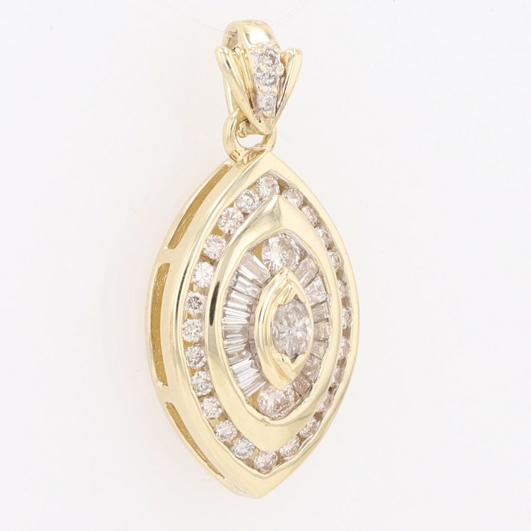 .80ctw Marquise Cut Diamond Cluster Pendant no Chain 14k Yellow Gold 6. ...