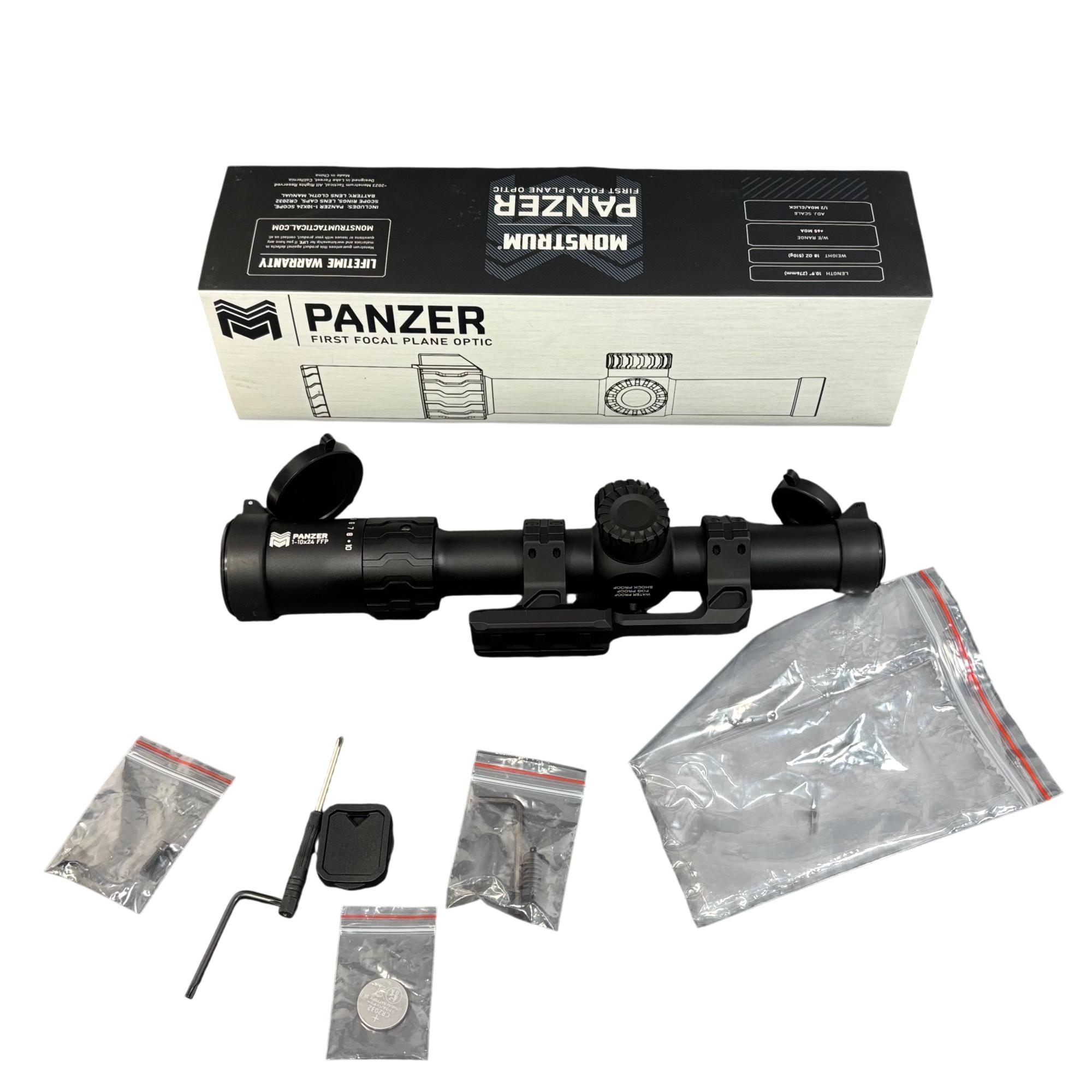 Monstrum Panzer 1-10x24mm Luminated Red Dot FFP Rifle Scope - FFZ110BMM5