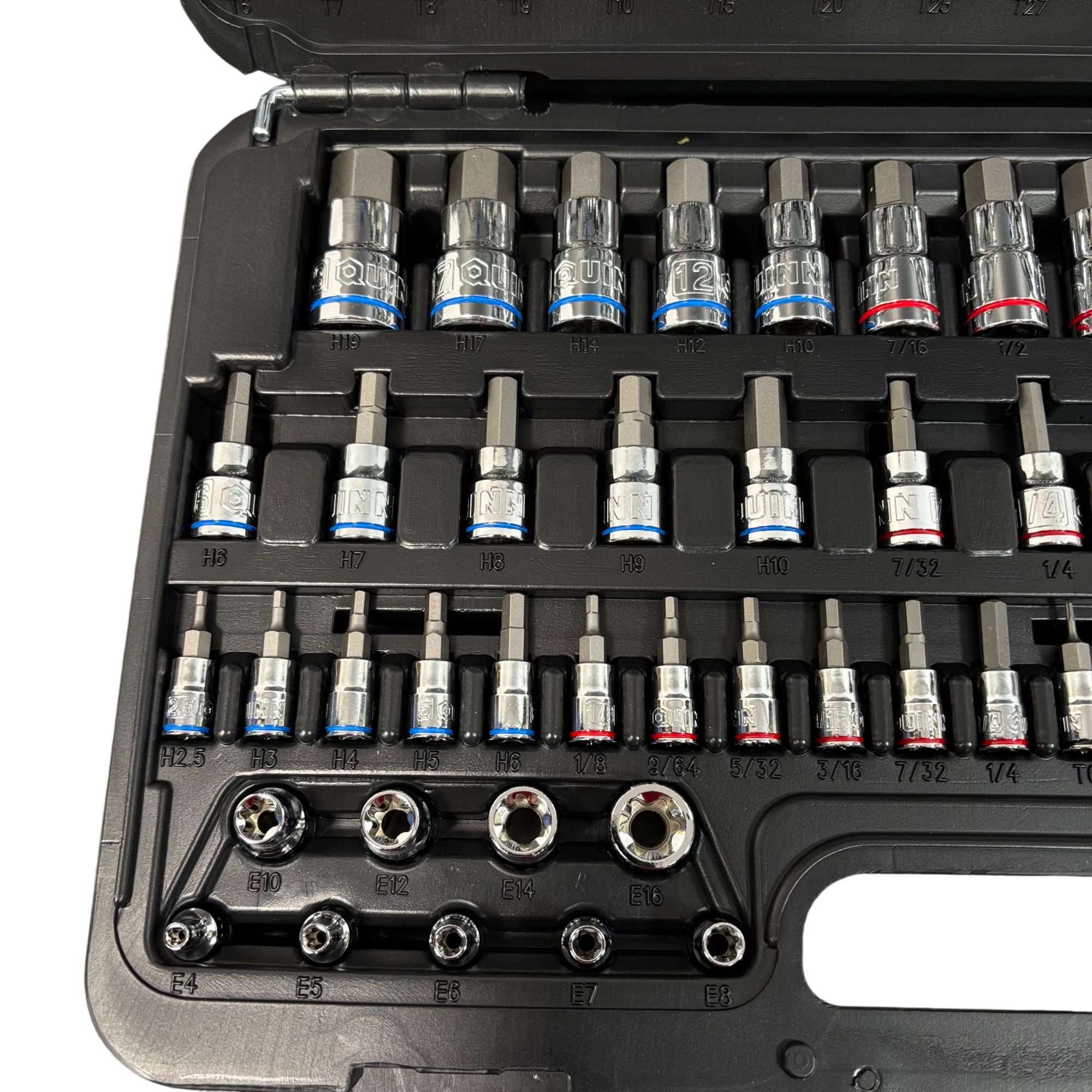 QUINN 70347 86-Piece SAE/Metric Torx & Hex Master Bit Socket Set