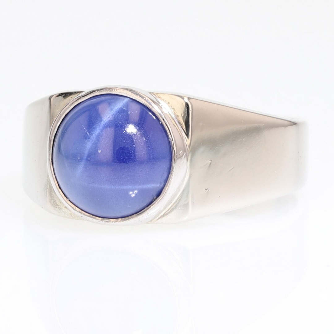 5.02ct Lab-Created Blue Star Sapphire Solitaire Ring 14k White Gold ...