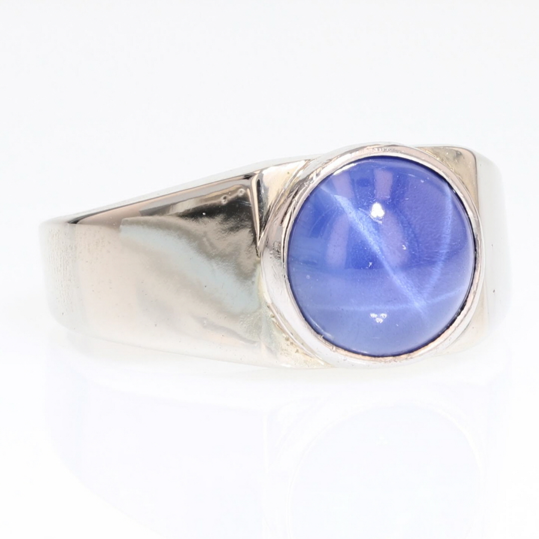 5.02ct Lab-Created Blue Star Sapphire Solitaire Ring 14k White Gold ...