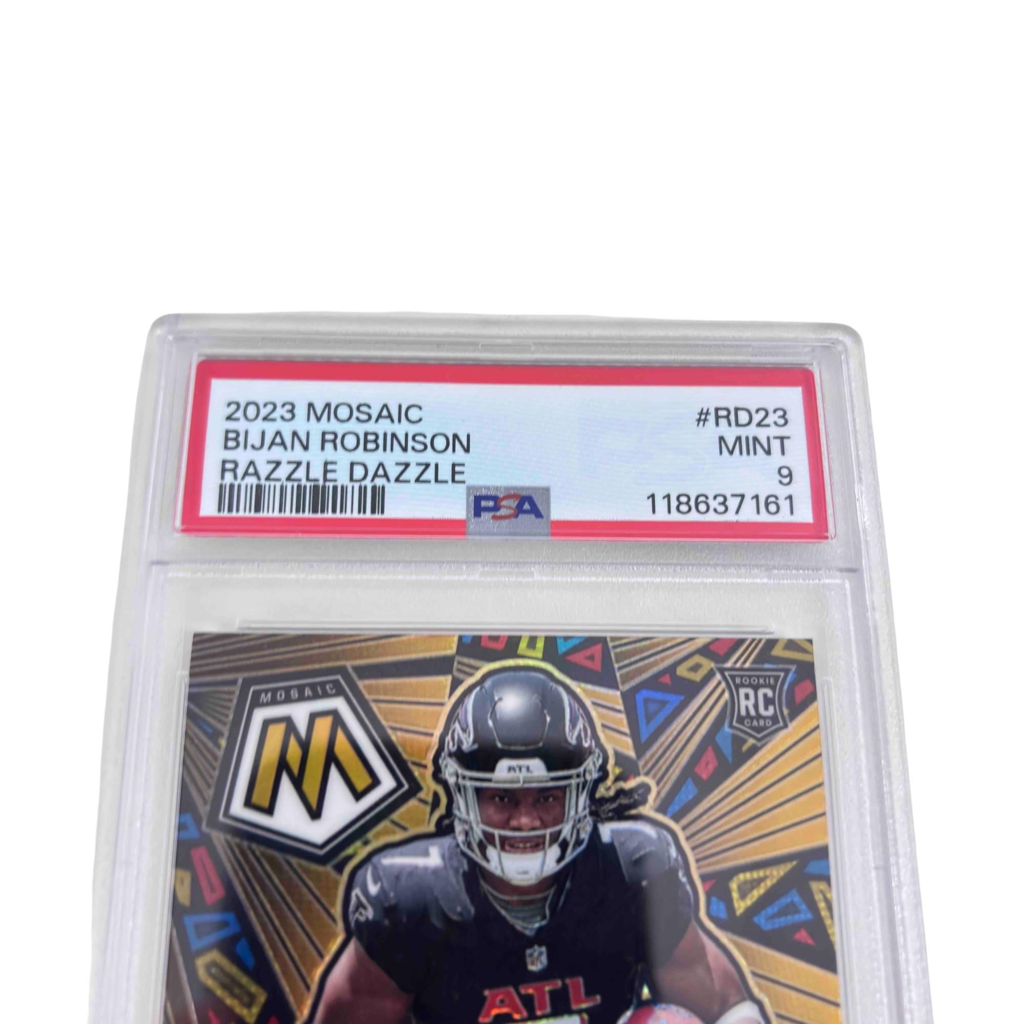 2023 Panini Mosaic Razzle Dazzle Bijan Robinson Rookie Card #RD-23 PSA 9