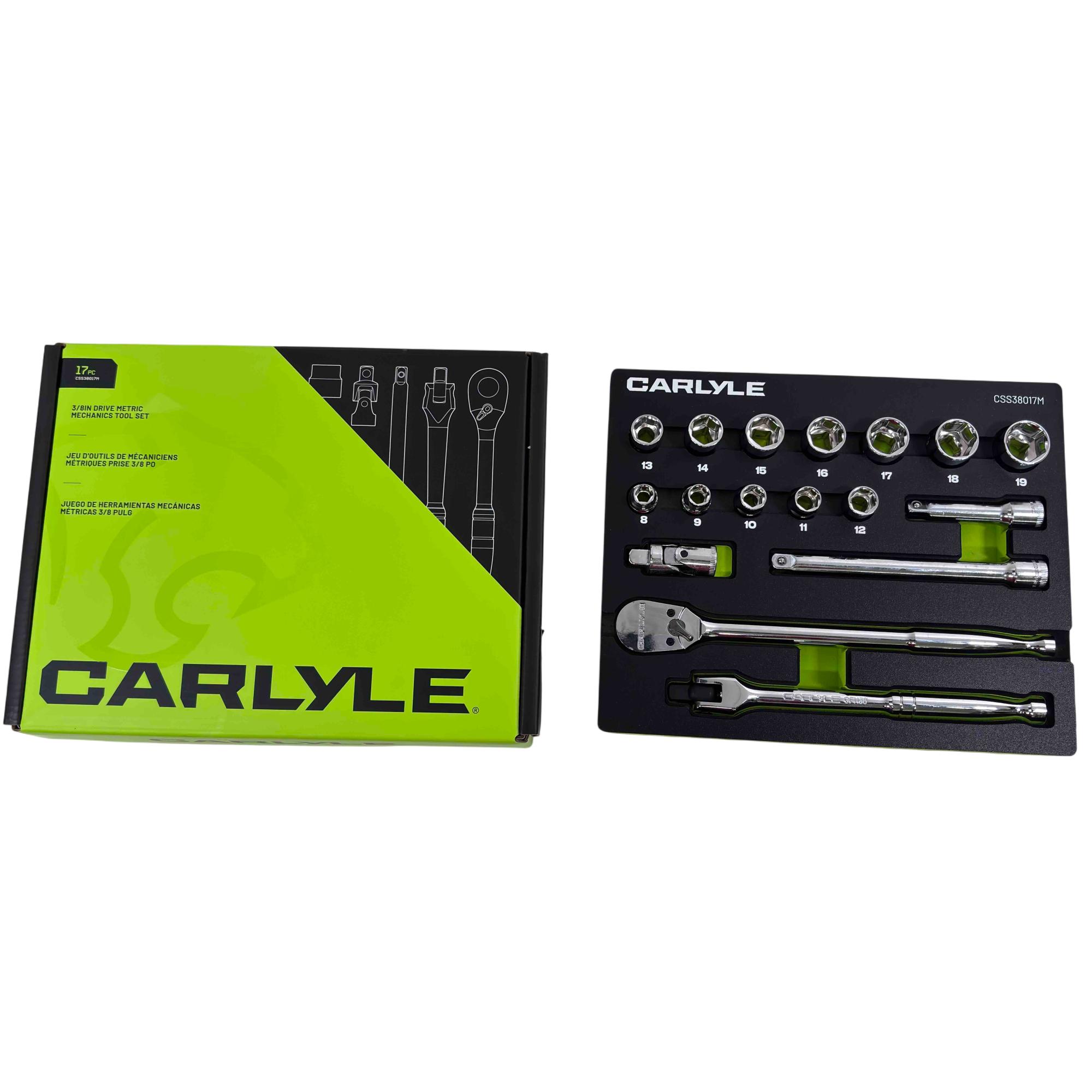 Carlyle CSS38017M 17-Piece 3/8" Drive Metric Mechanics Tool Set