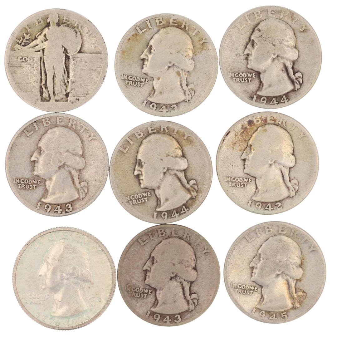 1935 - 1964 Multiple Years Washington Quarters 90% Fine Silver Set of ...