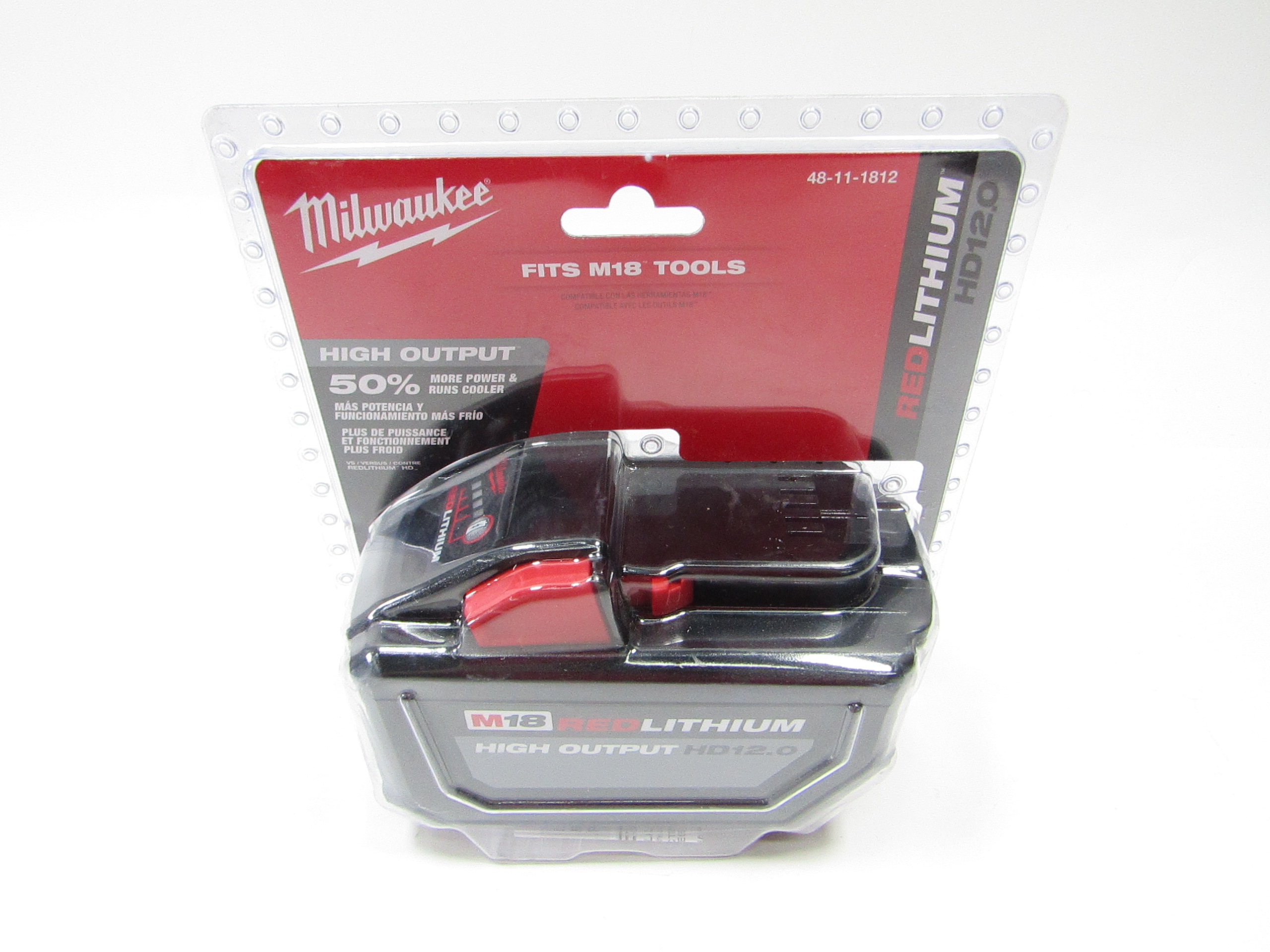 Milwaukee 48-11-1812 M18 Red Lithium High Output 12.0 Ah Battery Pack ...