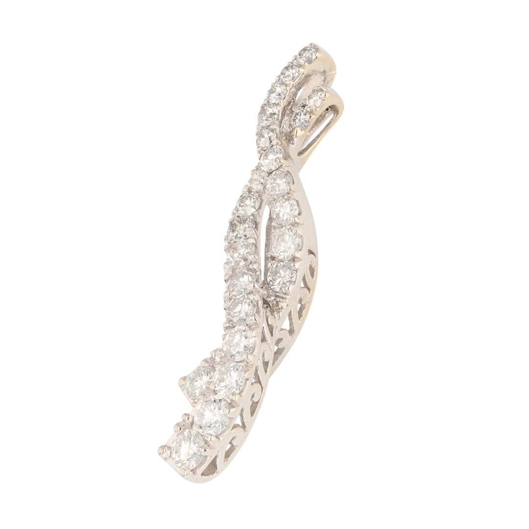 1.12ctw Round Cut Diamond Two-Row Journey Style Pendant No Chain 14k ...