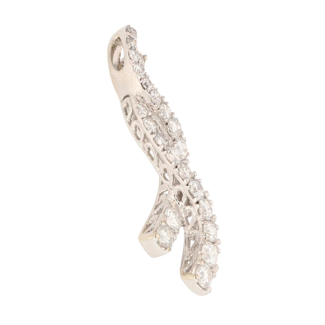 1.12ctw Round Cut Diamond Two-Row Journey Style Pendant No Chain 14k ...