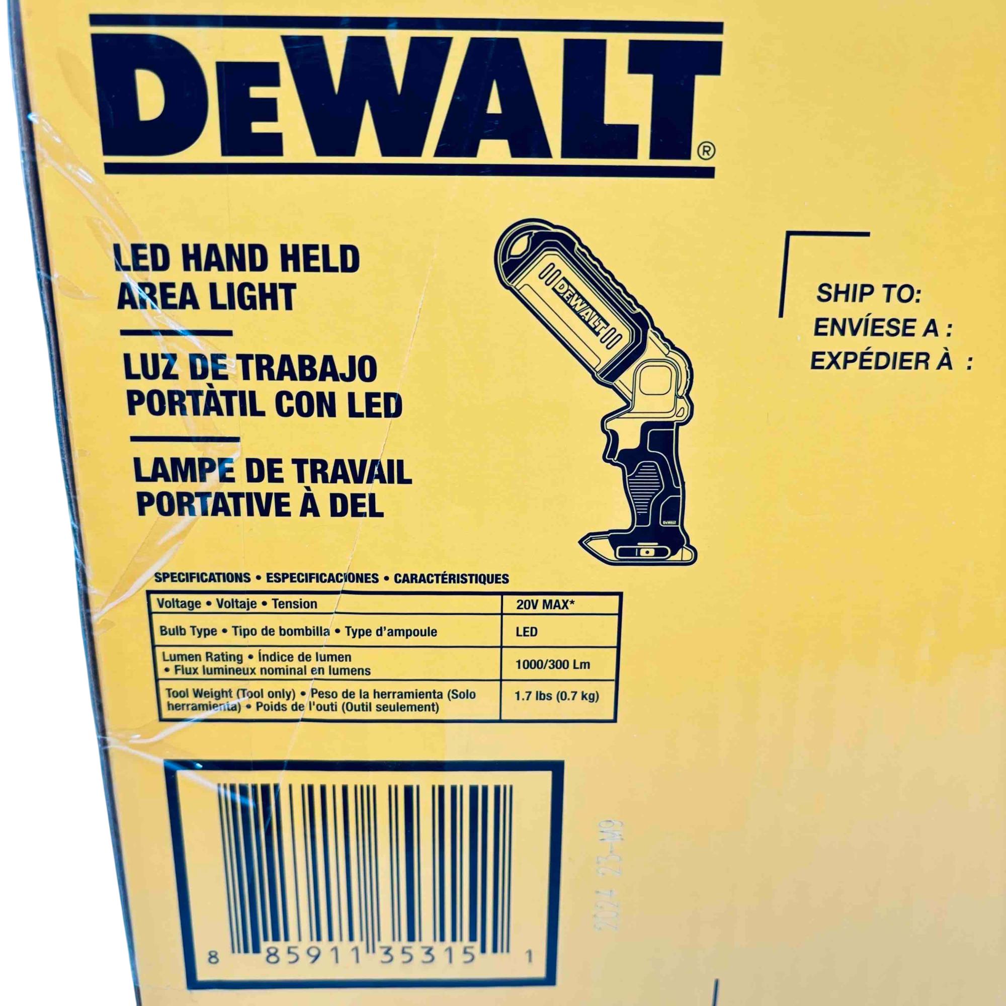 DeWalt DCL050 20 Volt LED Area Light 500 Lumens Tool Only