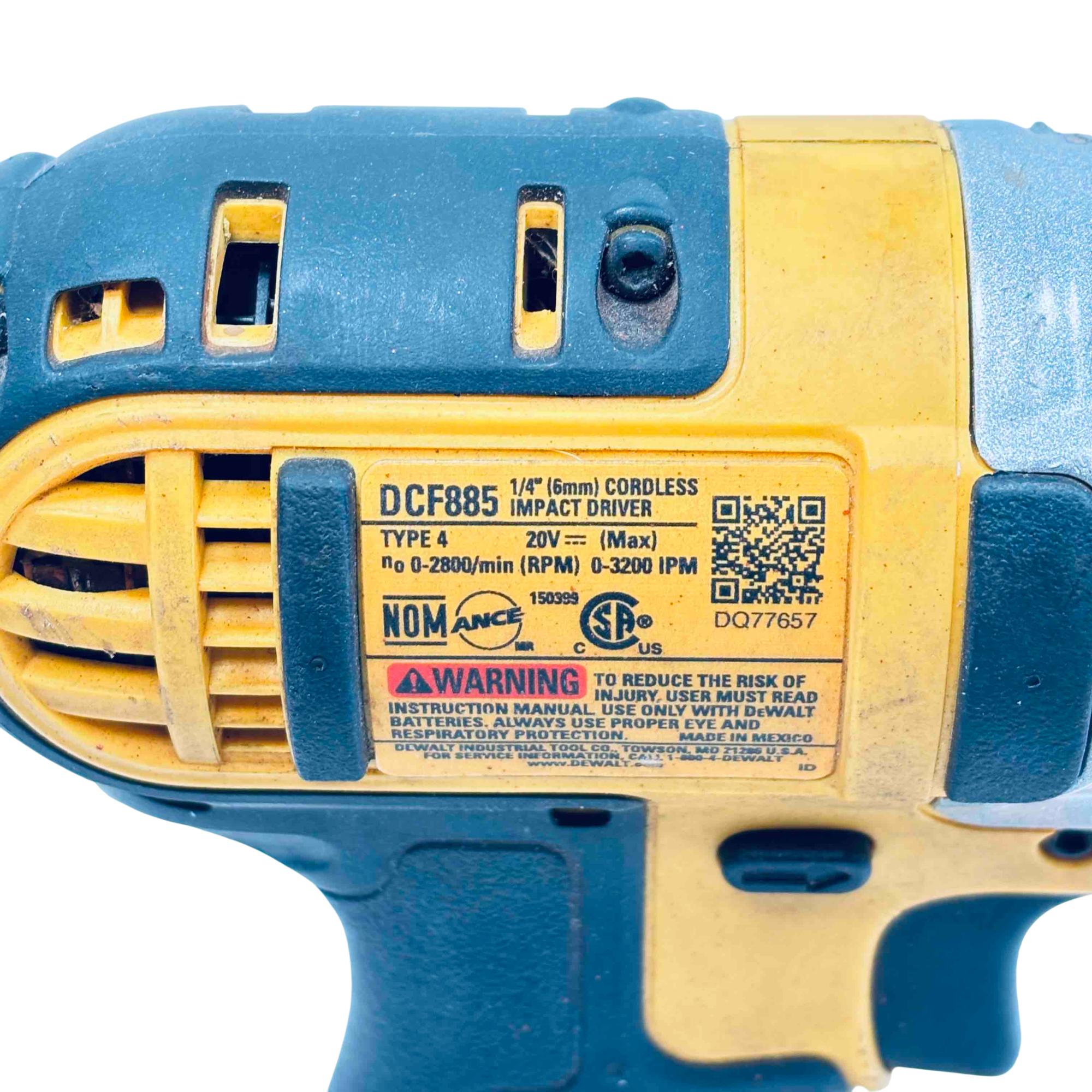 DeWalt DCF885 20V 1/4" Cordless Impact Driver Tool/Battery Only