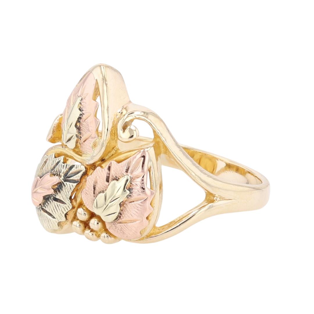 Black Hills Gold Leaves and Grapes Statement Ring 10k Multi-Tone Gold ...