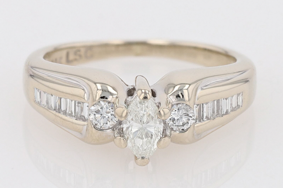 .42ctw Diamond Solitaire with Accents Engagement Ring 14k White Gold Size 5