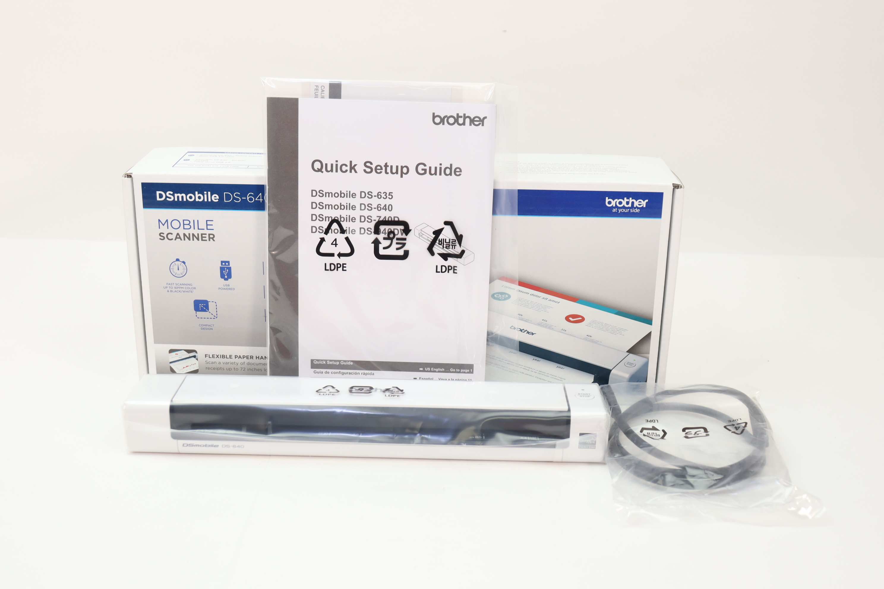Brother - DS-640 Compact Mobile Portable Document Scanner - White