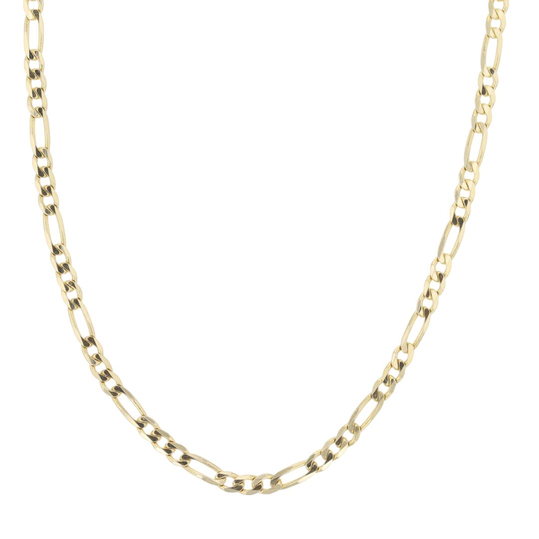 2.2mm Figaro Link Chain 18.25" Necklace 14k Yellow Gold Italy 3.87 Grams