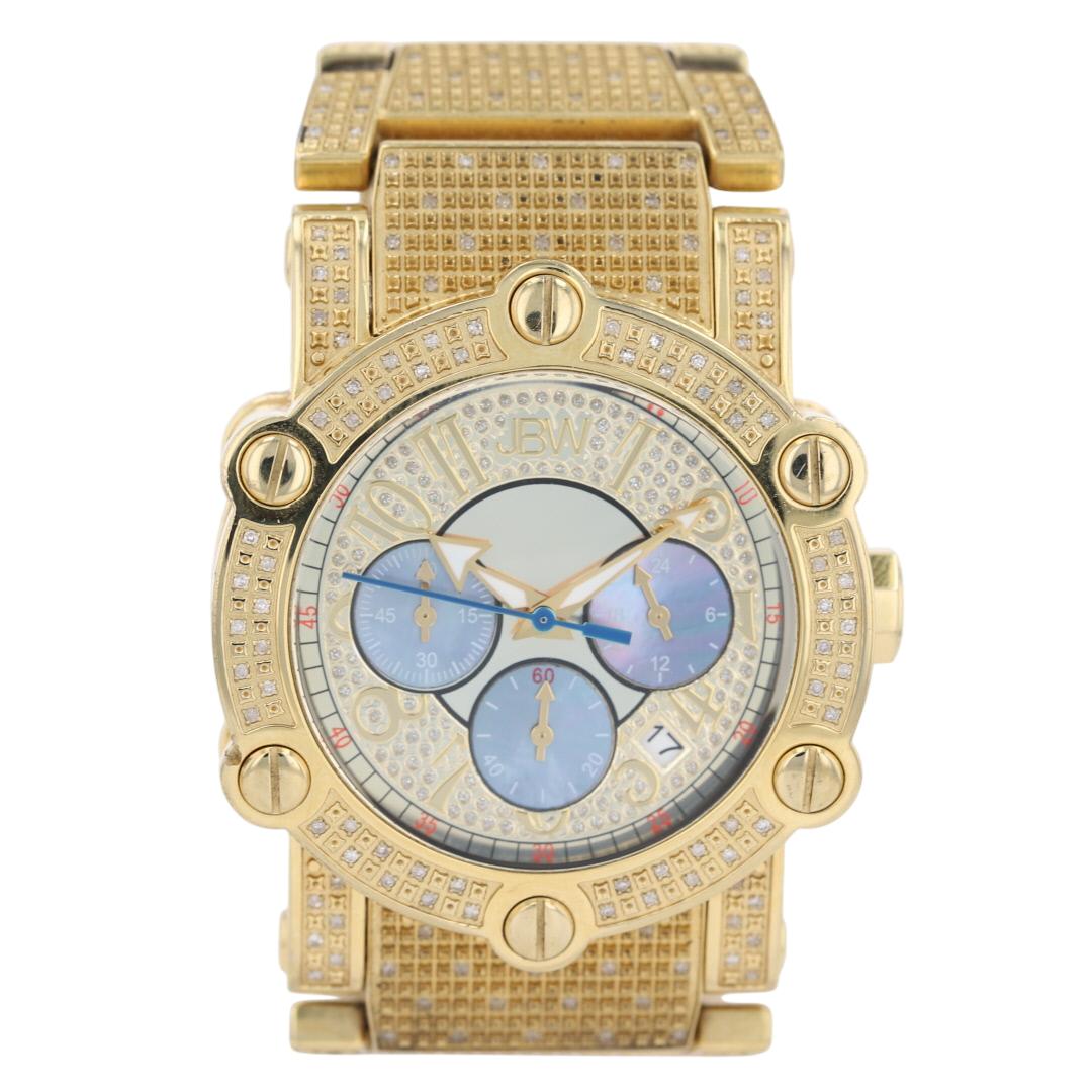 JBW Phantom 42mm Blue Mother of Pearl Dial Diamond Accents Men's Wristwatch