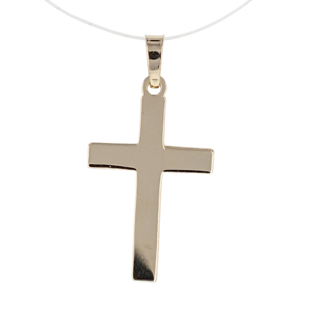 1" Polished Cross Pendant without Chain 14k Yellow Gold 1.56 Grams
