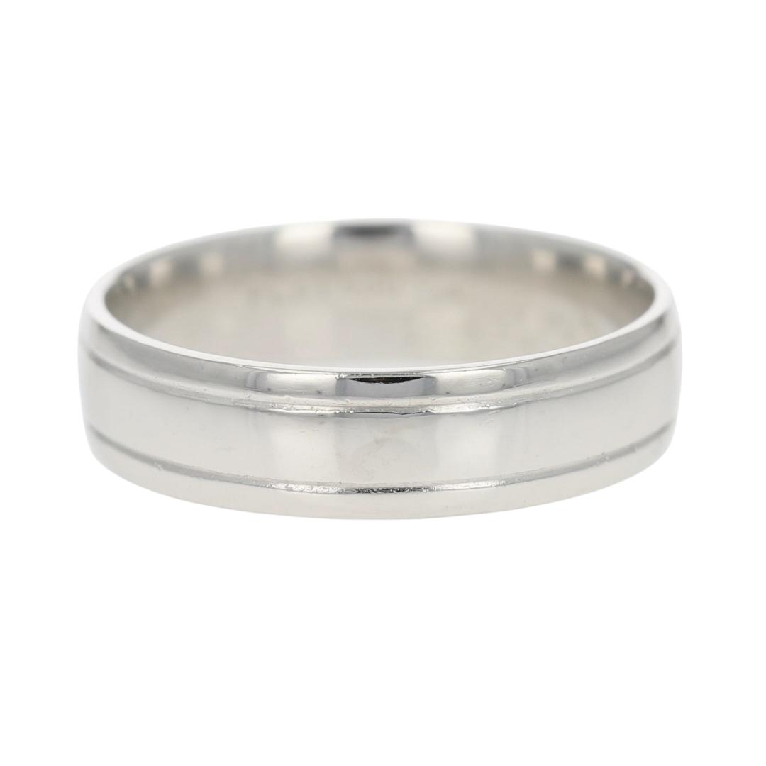 6mm Polished Ridged Inlay Wedding Band Ring Platinum 9.73 Grams Size 10.75