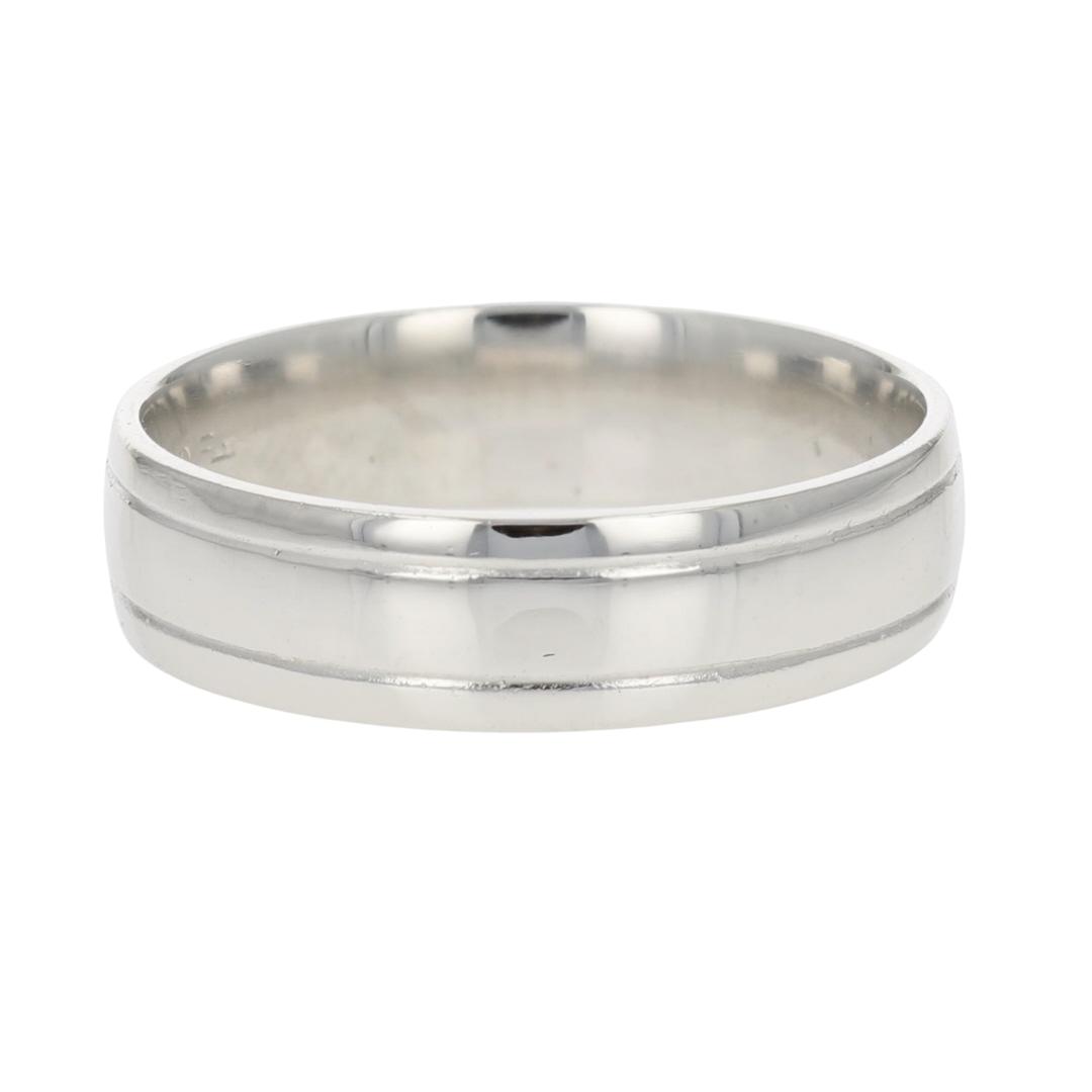 6mm Polished Ridged Inlay Wedding Band Ring Platinum 9.73 Grams Size 10.75
