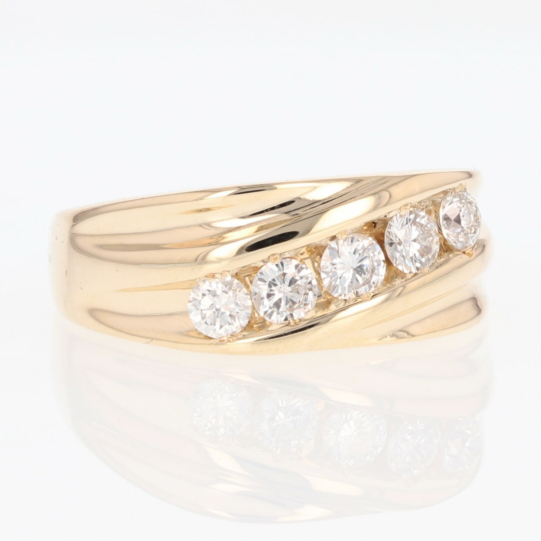1.02ctw Round Diamond Channel-Set Ribbed Wedding Band 14k Yellow Gold ...