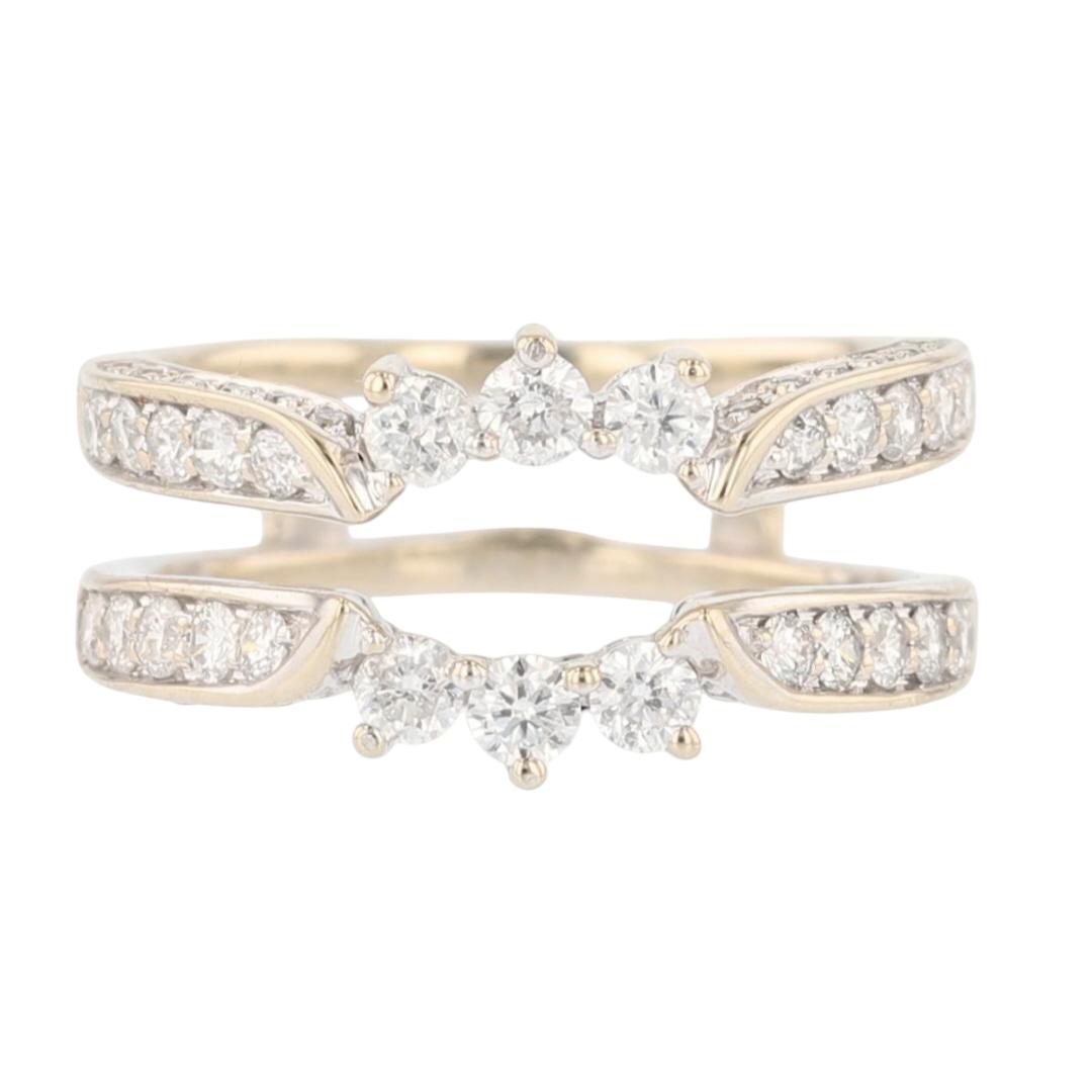 .55ctw Round Diamond Two-Row Solitaire Enhancer Ring 14k White Gold ...